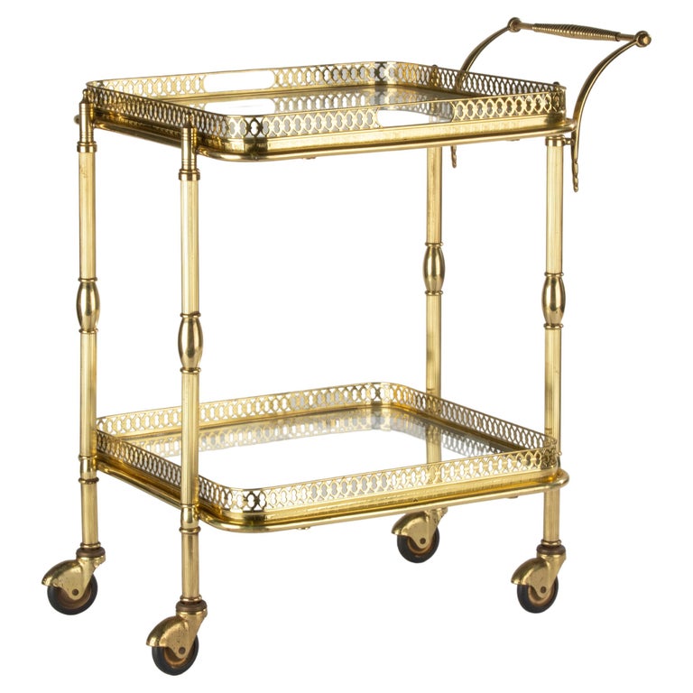Mid-Modern Copper Century Hollywood Regency Bar Cart Trolley at 1stDibs