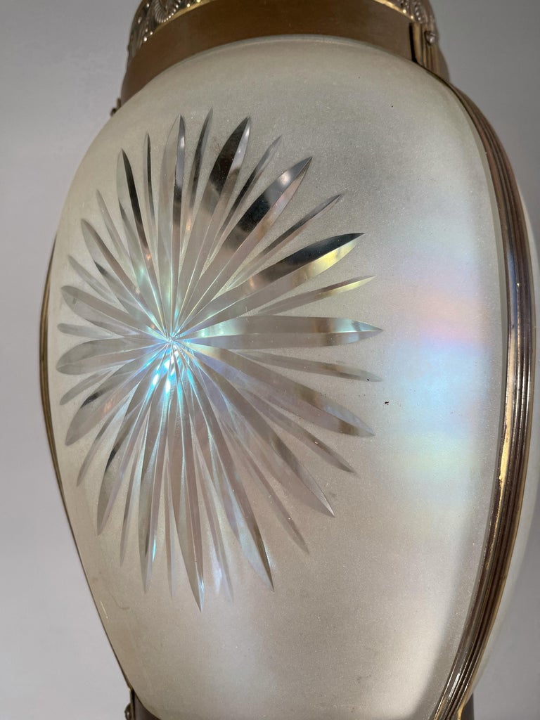 Good Size Arts and Crafts Engraved Star Glass, Brass Hall Entry Lantern ...