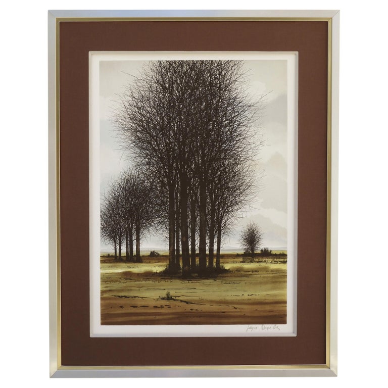 ‘Mid Winter Landscape’ Large French Lithograph, C1970 For Sale at 1stDibs