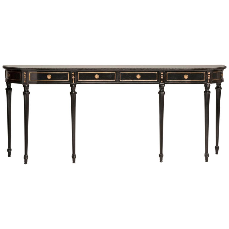 Mid-20th Century Italian Black Rounded Corners Table Console in Louis ...