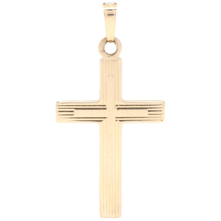 Midcentury 14 Karat Yellow Gold Cross Pendant at 1stDibs