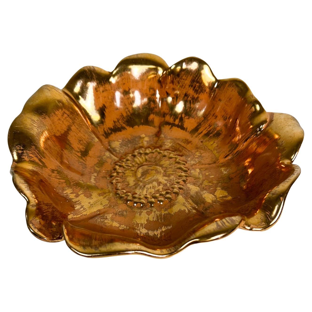 Midcentury 22kt Gold Sculptural Granada Bowl Hand Painted Stangl ...