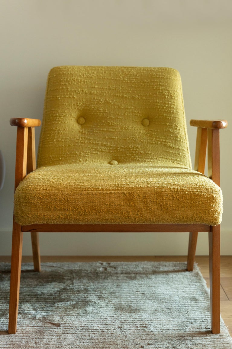 Midcentury 366 Club Armchair in Yellow Boucle, Jozef Chierowski, Europe ...