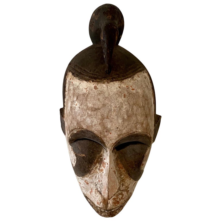 Midcentury African Kpelie Mask Senufo Tribe Ivory Cost with a Calao ...