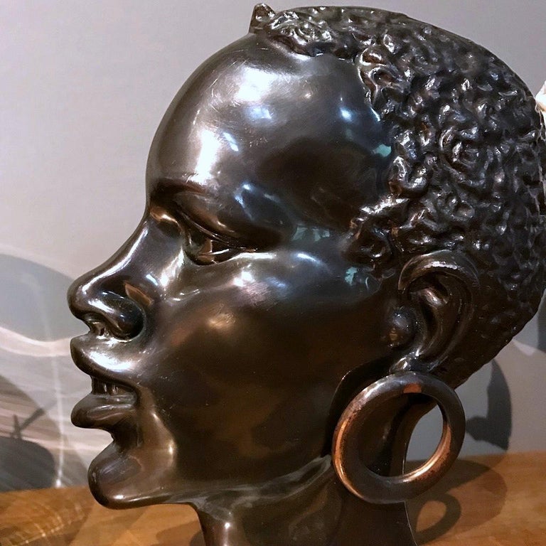 Midcentury African Woman Bronze Head Sculpture, Austria, 1950s For Sale ...