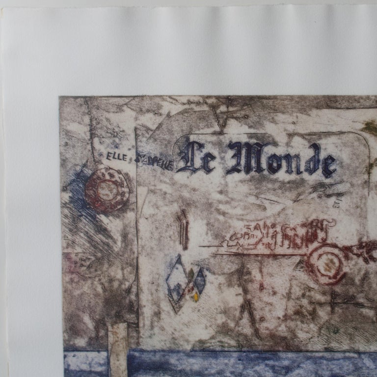 Midcentury Alberto Valverde Travieso Engraving on Paper Painting, Spain ...