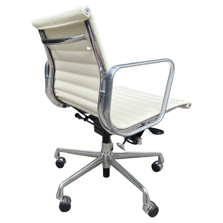 Midcentury Aluminum Group Chairs in White Leather 'Two Available For ...
