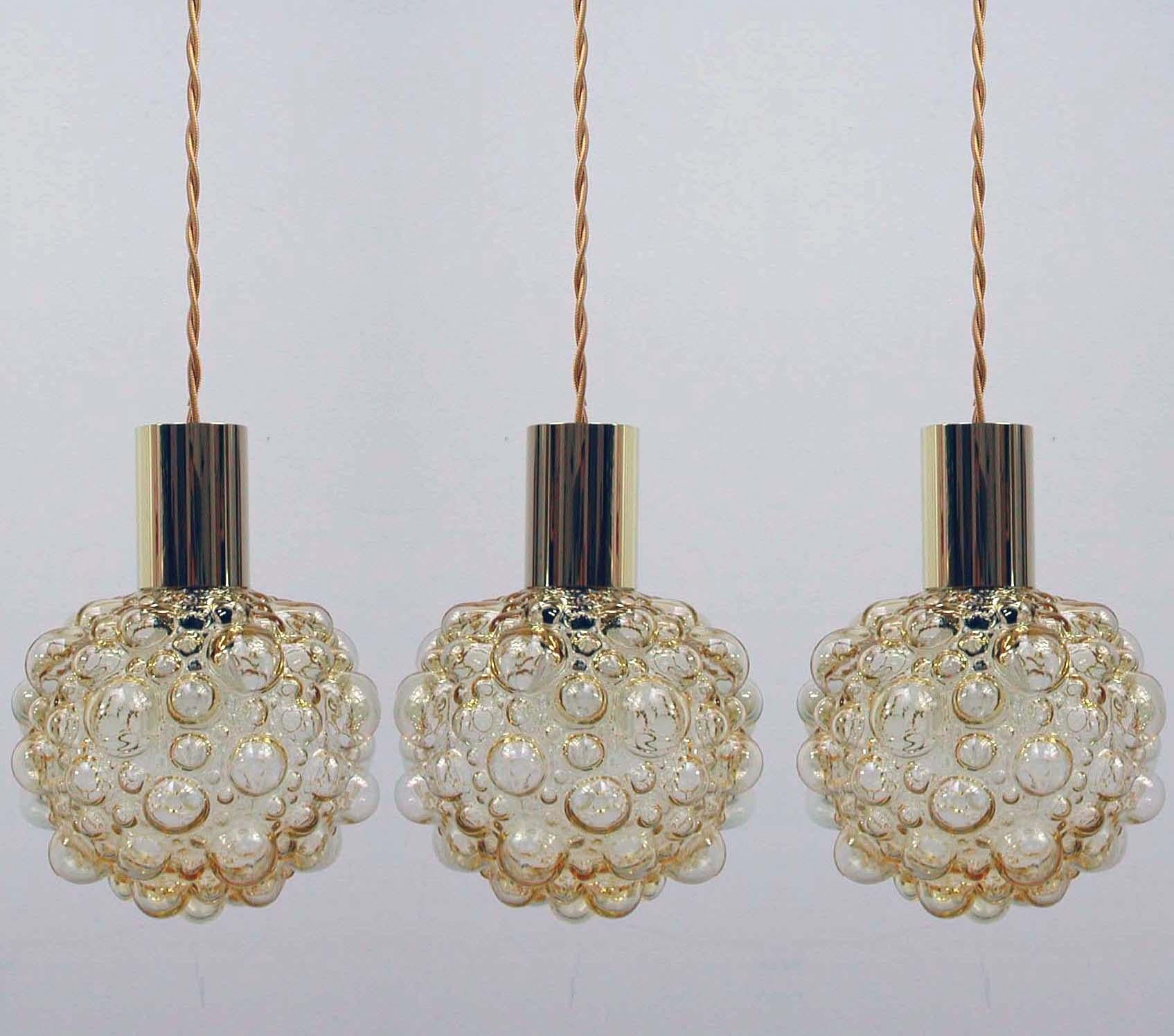Midcentury Amber Bubble Glass Pendant, Germany, 1960s at 1stDibs