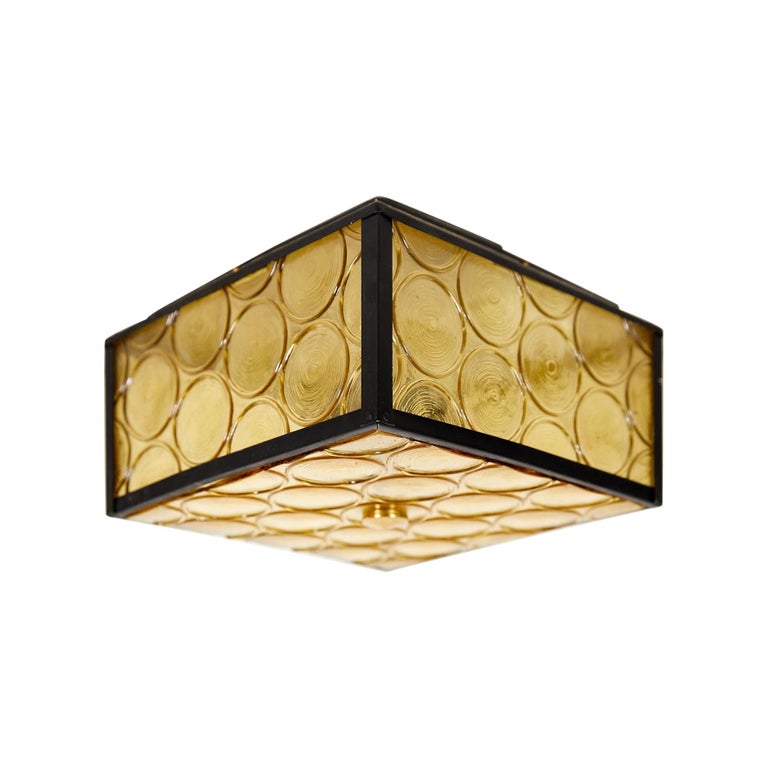 Midcentury Amber Glass Flush Mount by Moe Light at 1stDibs
