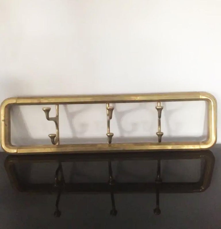 Midcentury / Art Deco Brass Foldable Wall Coat Rack, 1940s at 1stDibs