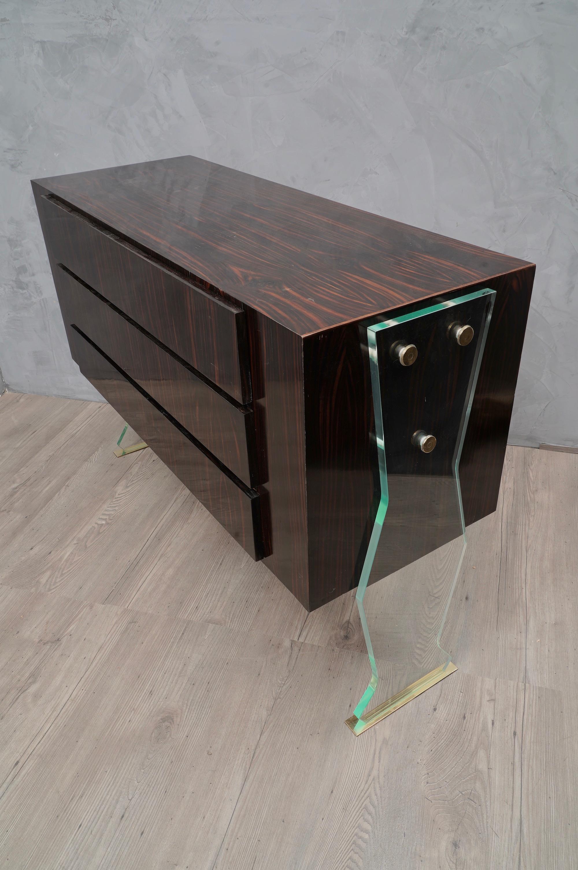 Midcentury Art Glass and Macassar Chests of Drawer, 1970 For Sale at ...