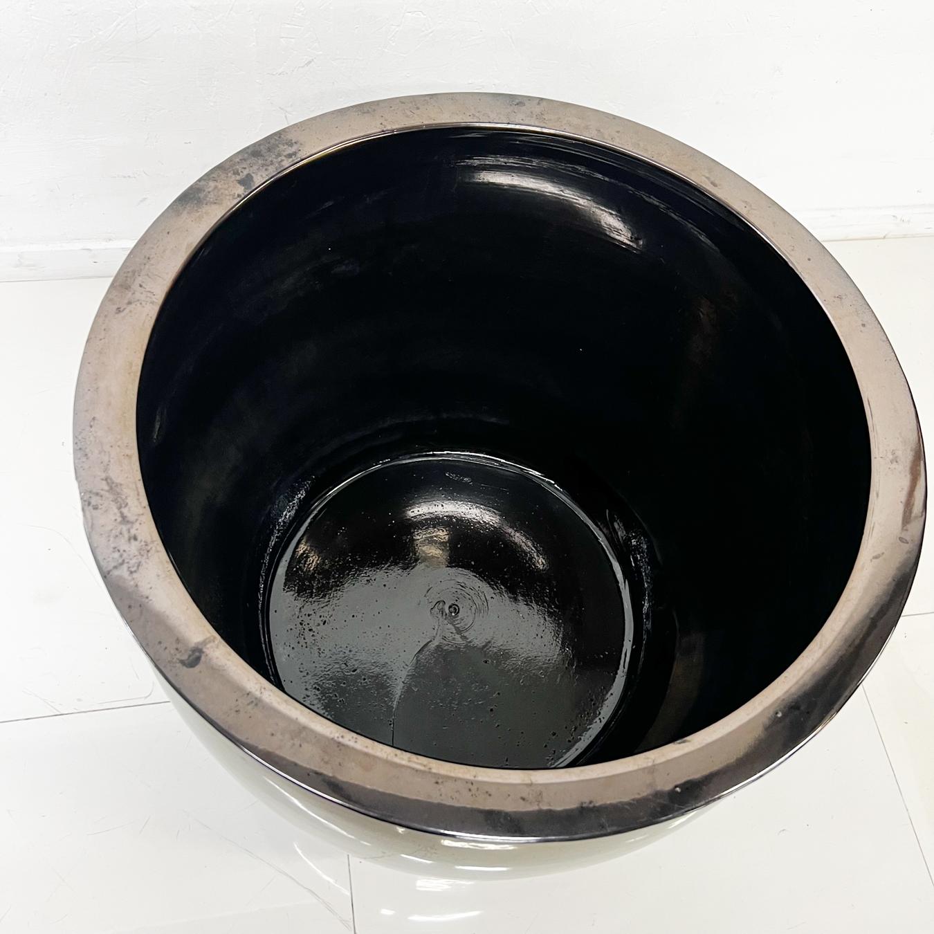 1980s Art Pottery Modern Ceramics Gainey Planter Pot Metallic Bronze ...