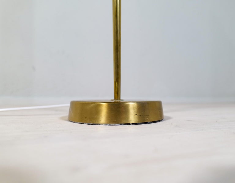 Midcentury Modern ASEA Brass Floor Lamp with Round Cotton Shade, Sweden, 1960s For Sale at 1stDibs