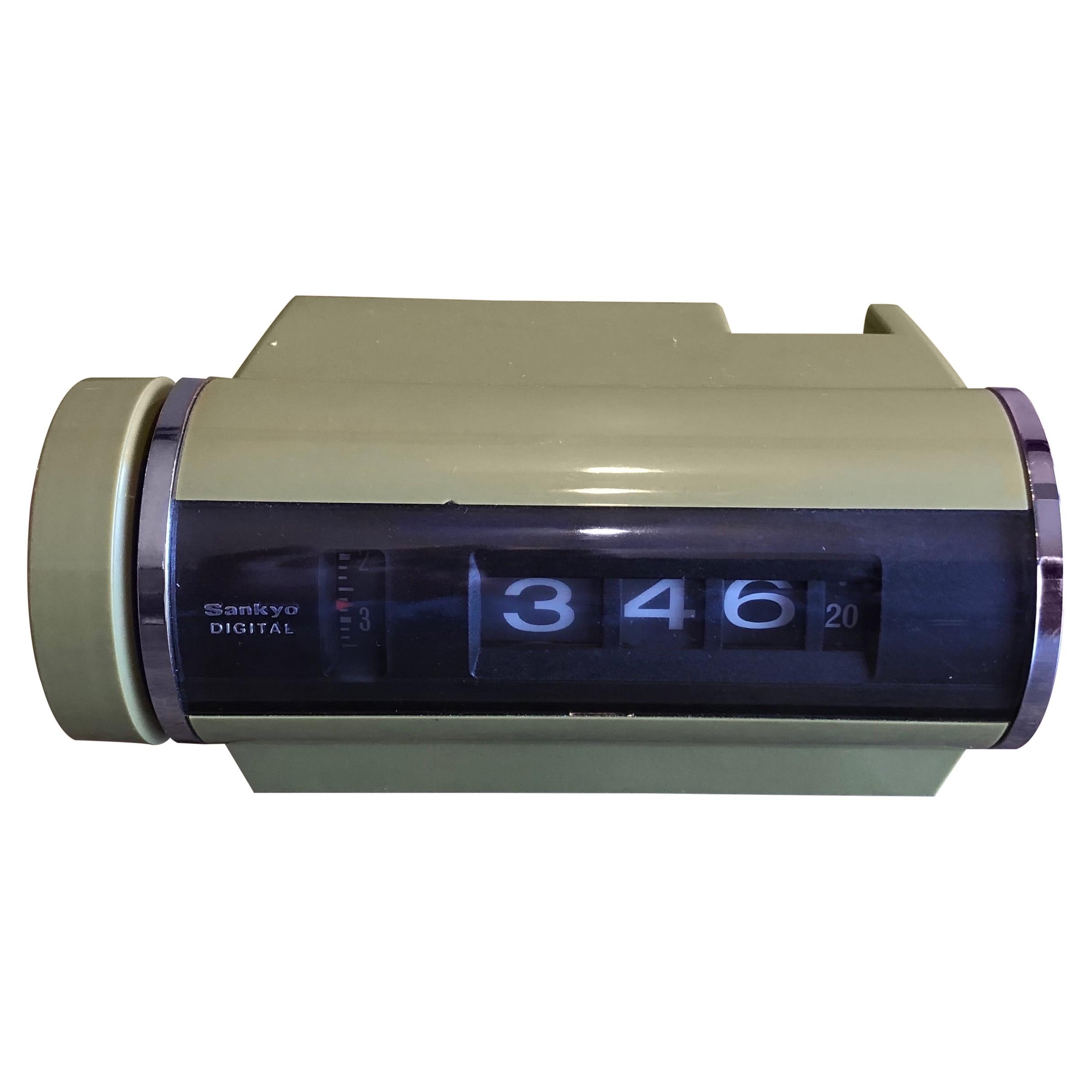 Midcentury Avocado Green Digital Alarm Clock by Sankyo at 1stDibs