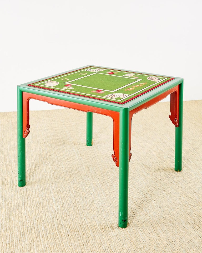 Midcentury Baker Trompe l'oeil Needlepoint Poker Games Table For Sale ...