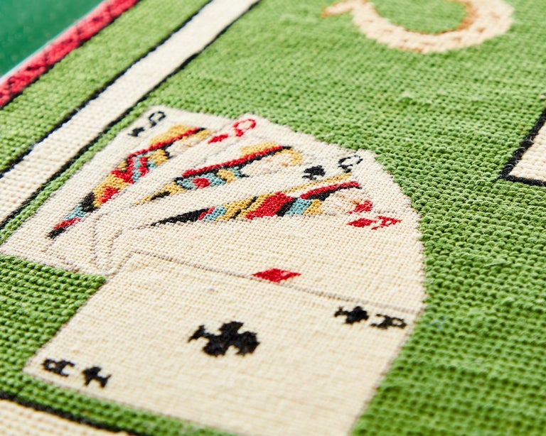 Midcentury Baker Trompe l'oeil Needlepoint Poker Games Table For Sale ...