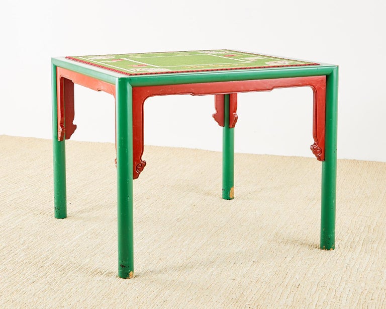 Midcentury Baker Trompe l'oeil Needlepoint Poker Games Table For Sale ...