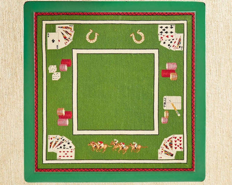 Midcentury Baker Trompe l'oeil Needlepoint Poker Games Table For Sale ...