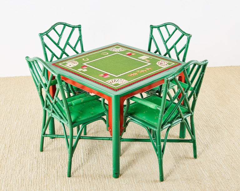 Midcentury Baker Trompe l'oeil Needlepoint Poker Games Table For Sale ...