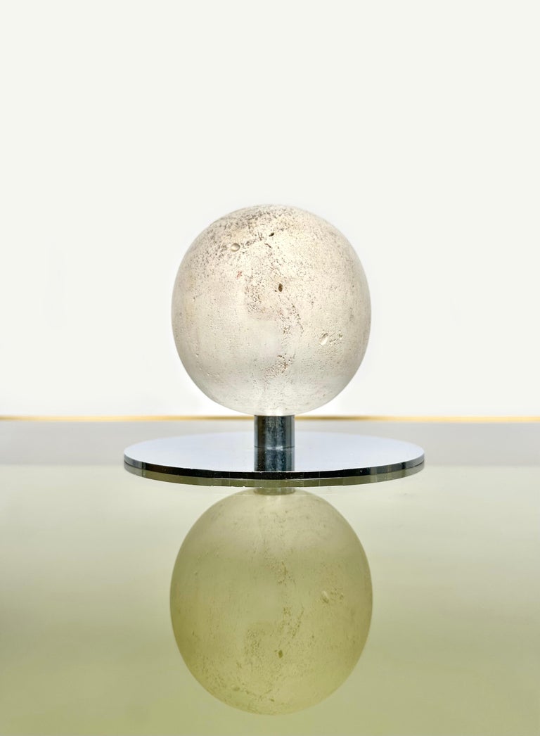 Mid-Century Ball Sculpture Paperweight in Steel and Travertine, Italy ...
