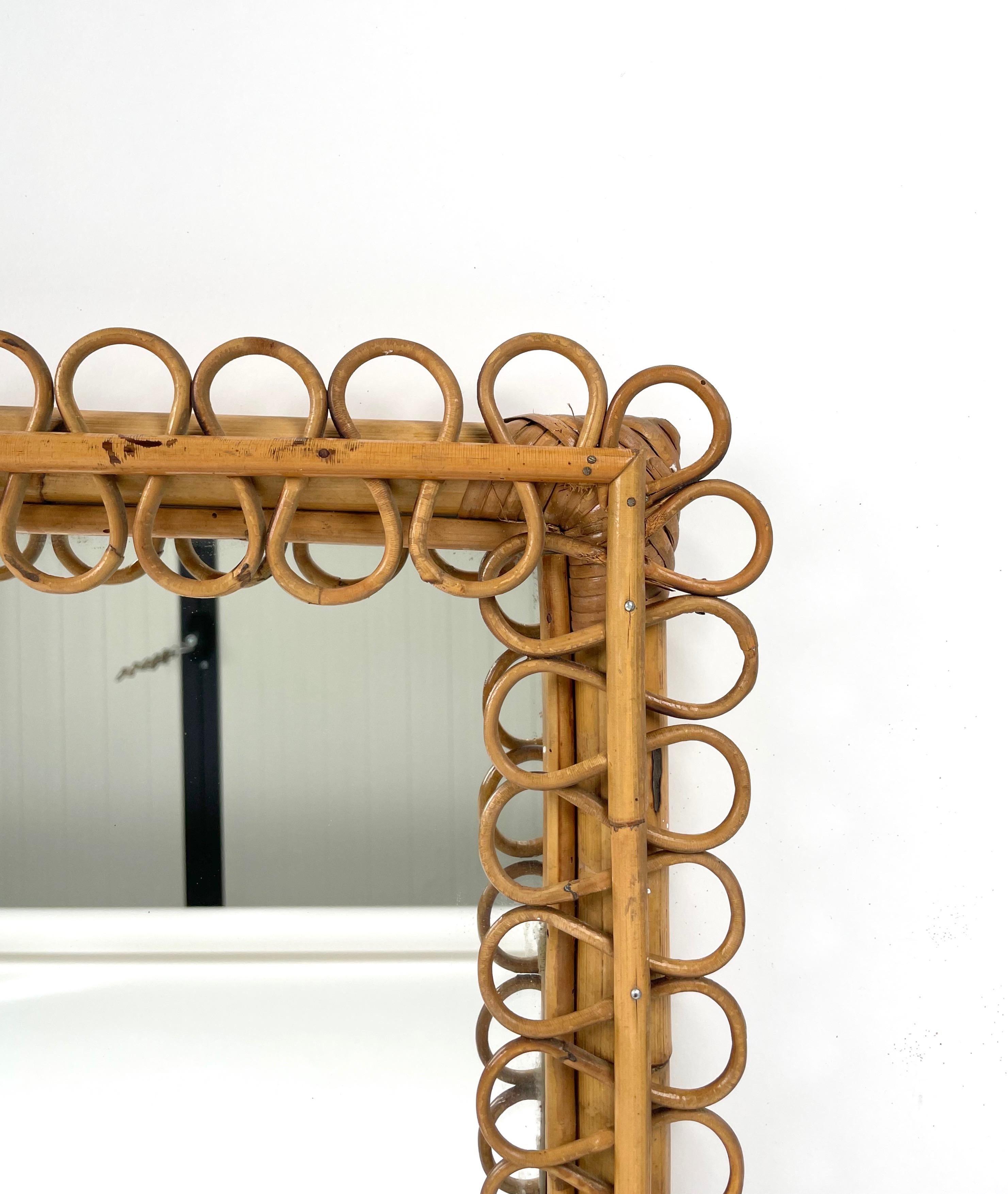 Mid-Century Bamboo and Rattan Rectangular Wall Mirror, Italy 1960s at ...