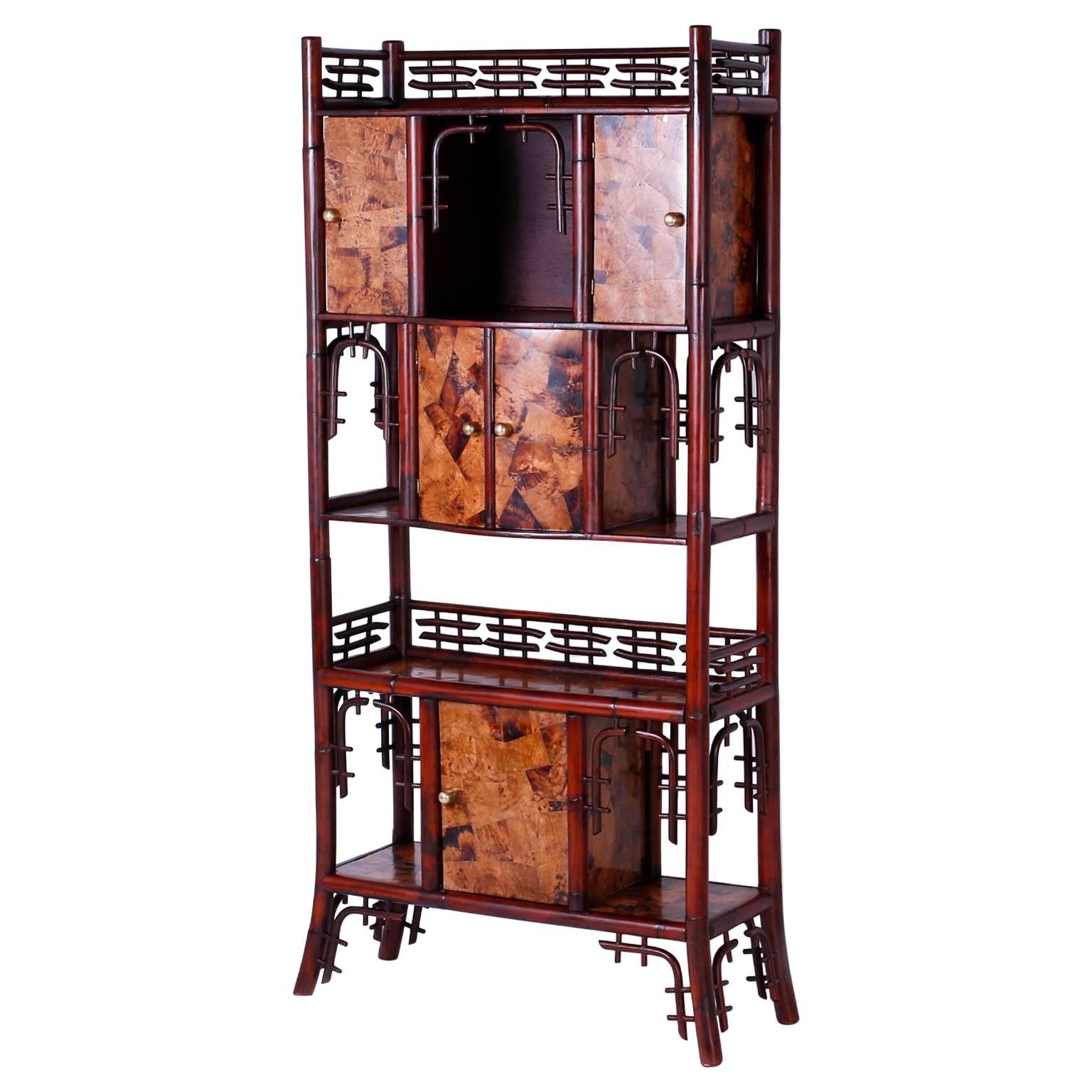 English Bamboo Etagere Bookshelf at 1stdibs