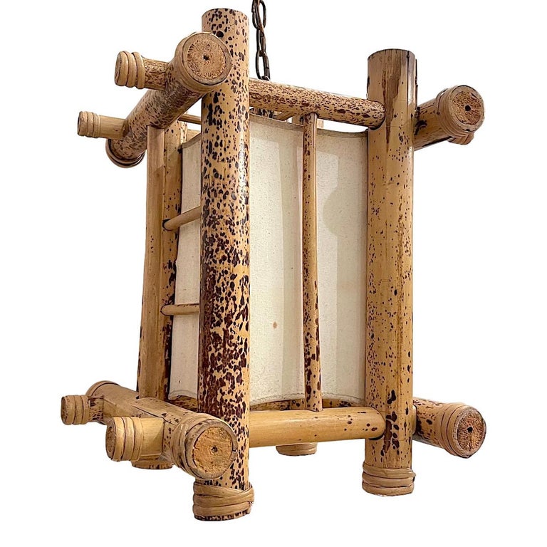 Midcentury Bamboo Lantern For Sale at 1stDibs