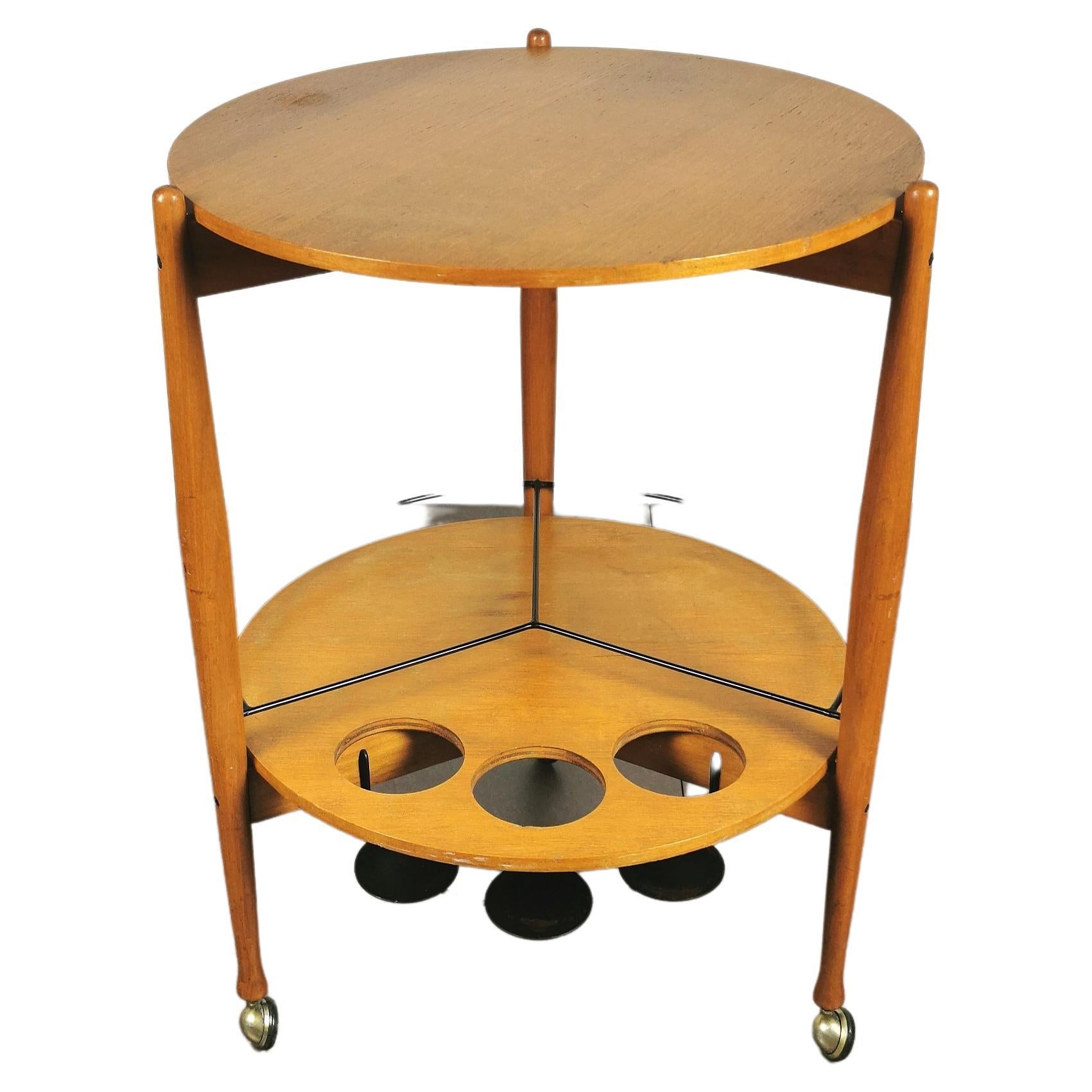 Vintage wood bar cart, Fratelli Reguitti, Italy 1950s For Sale at 1stDibs