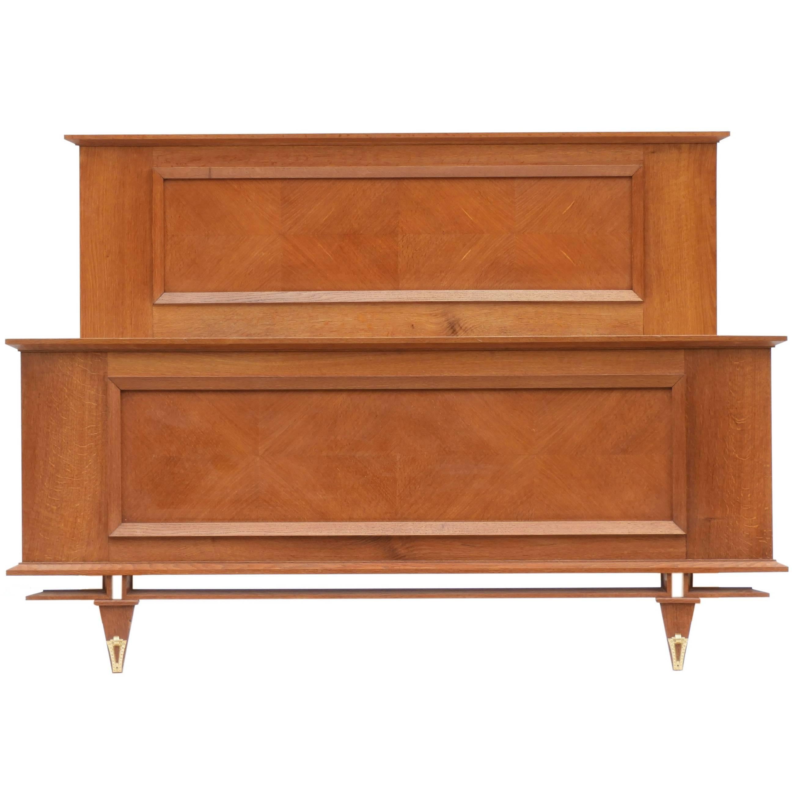Midcentury Bed US Queen Uk King-Size French Oak, circa 1950 at 1stDibs