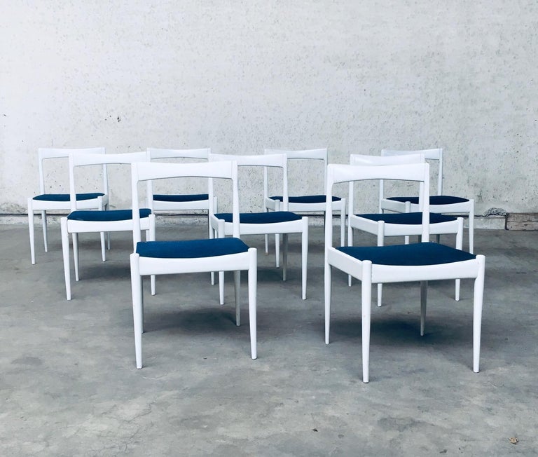 Midcentury Belgian Design 1970's White Dining Chair Set of 9 For Sale ...