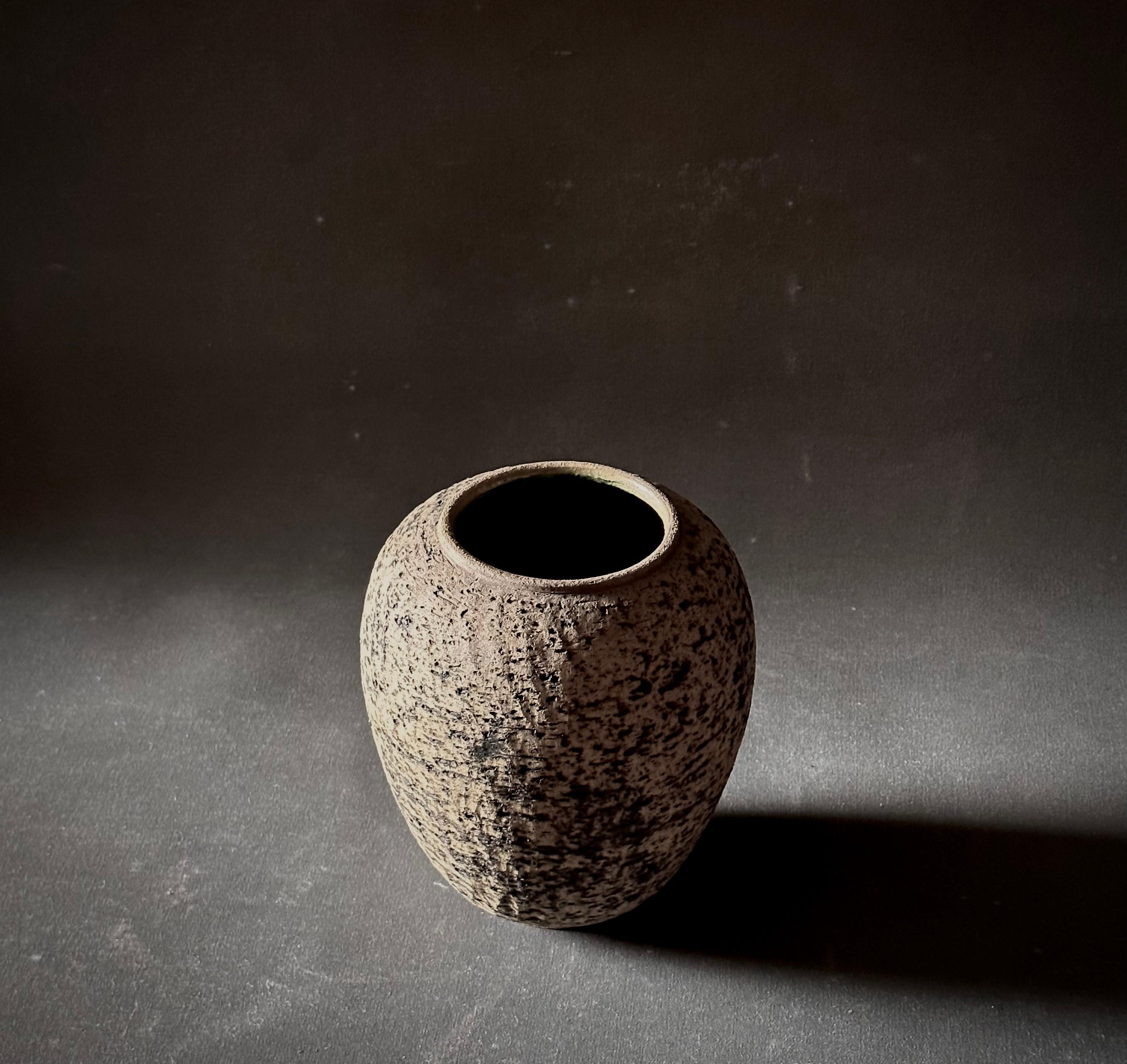 Midcentury Belgian Stone Textured Vase For Sale at 1stDibs