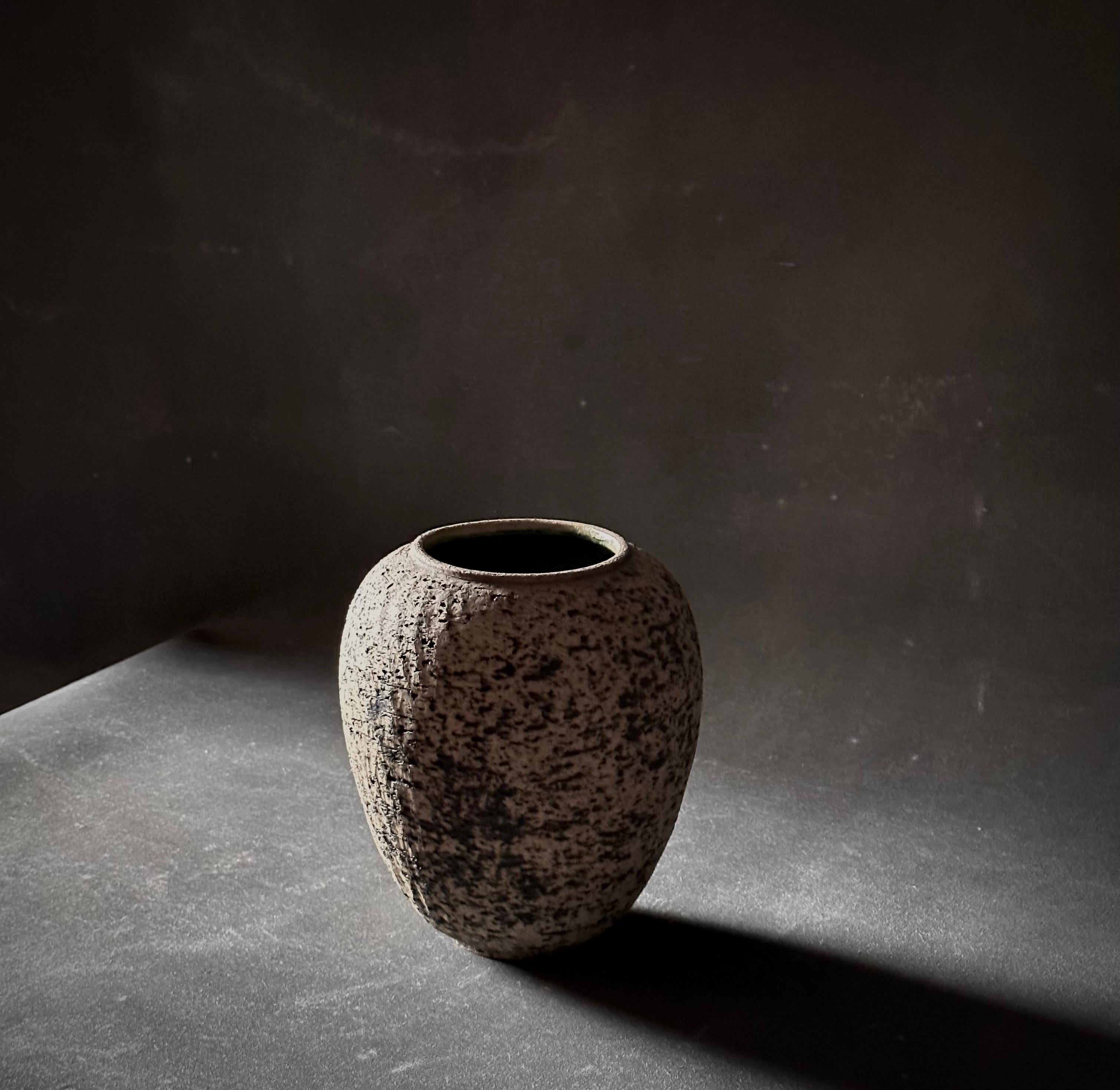 Midcentury Belgian Stone Textured Vase For Sale at 1stDibs