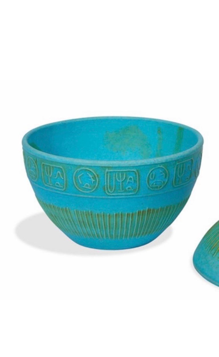 Midcentury Bitossi Blue Ceramic Bowl at 1stDibs