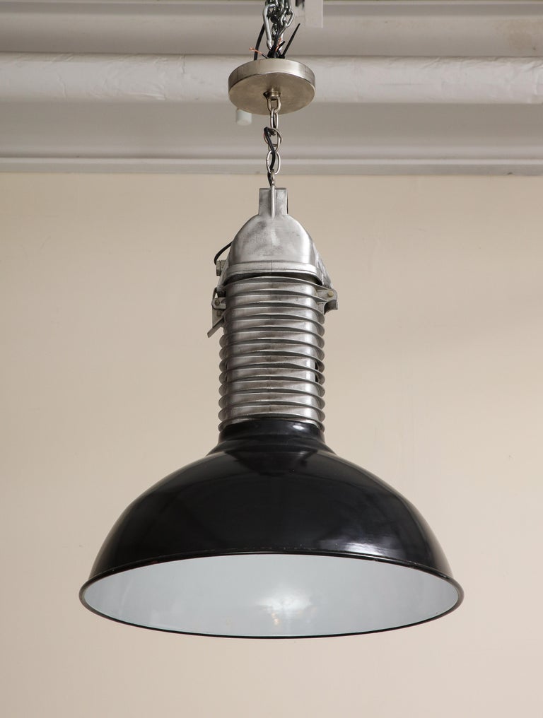 Midcentury Black and White Ceiling Light with Original Enamel, c. 1920 ...