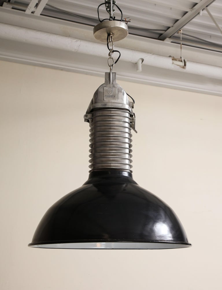 Midcentury Black and White Ceiling Light with Original Enamel, c. 1920 ...