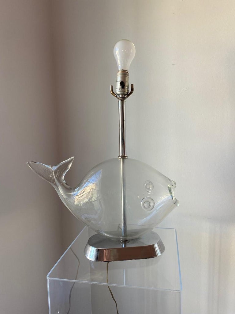 Mid-Century Blown Glass Fish Lamp by Blenko For Sale at 1stDibs
