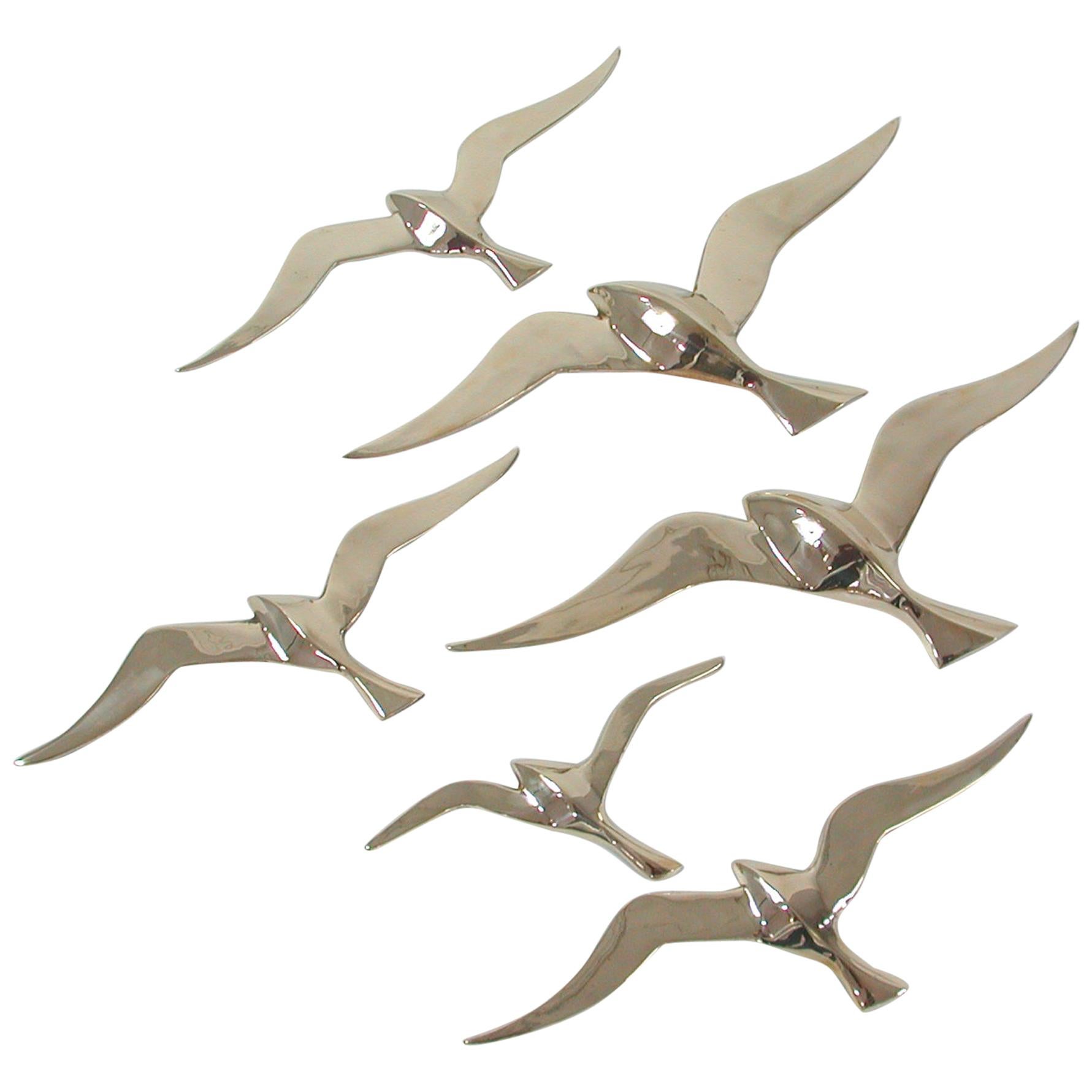Statues Home & Living Mid Century Modern Vintage Brass Flying Seagulls ...
