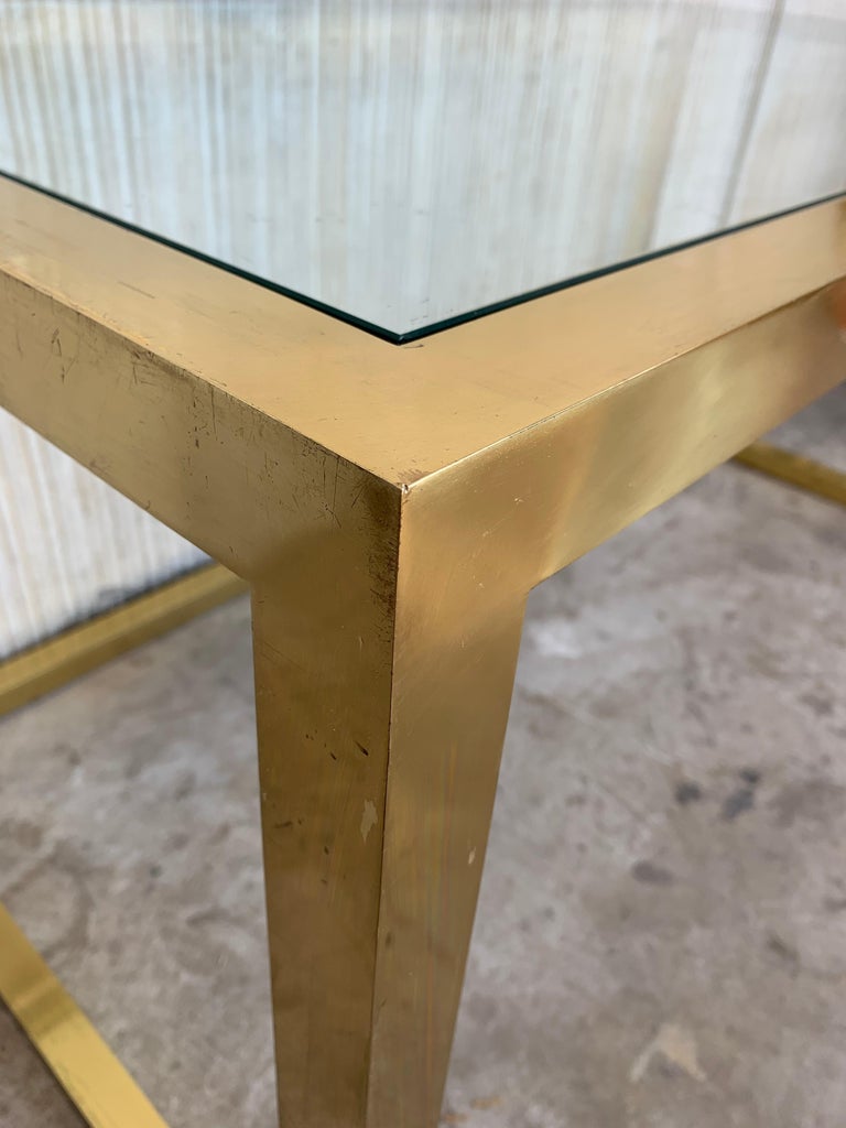 Midcentury Brass Desk with Glass Top at 1stDibs