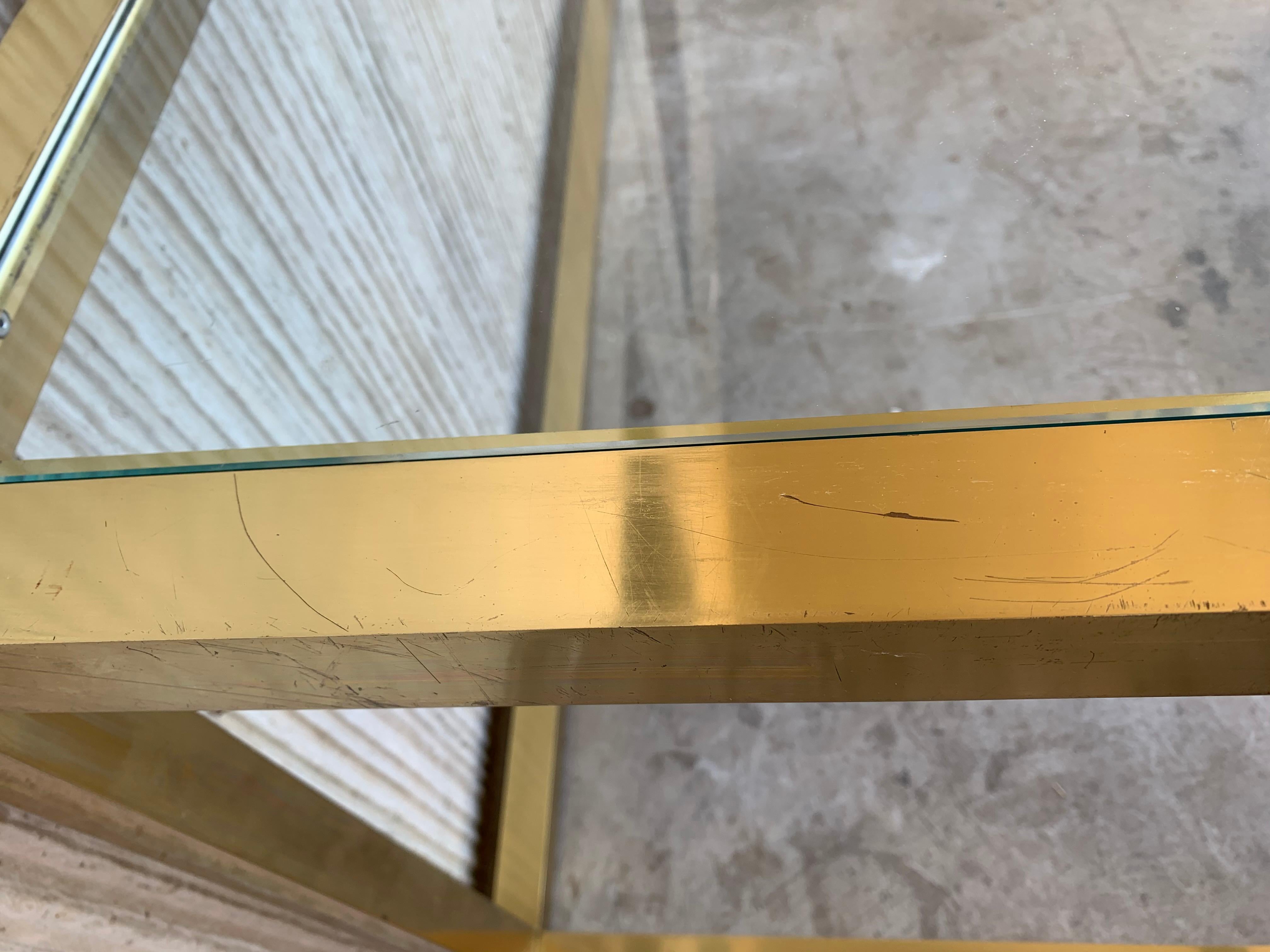 Midcentury Brass Desk with Glass Top at 1stDibs