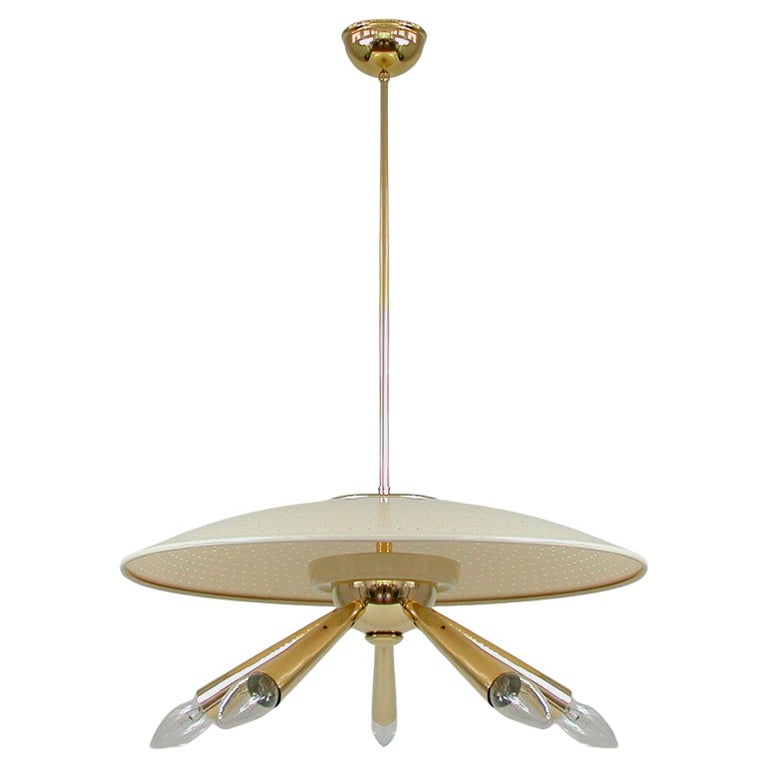 Midcentury Brass Dome 5 Light Pendant, Italy Early 1950s For Sale at ...