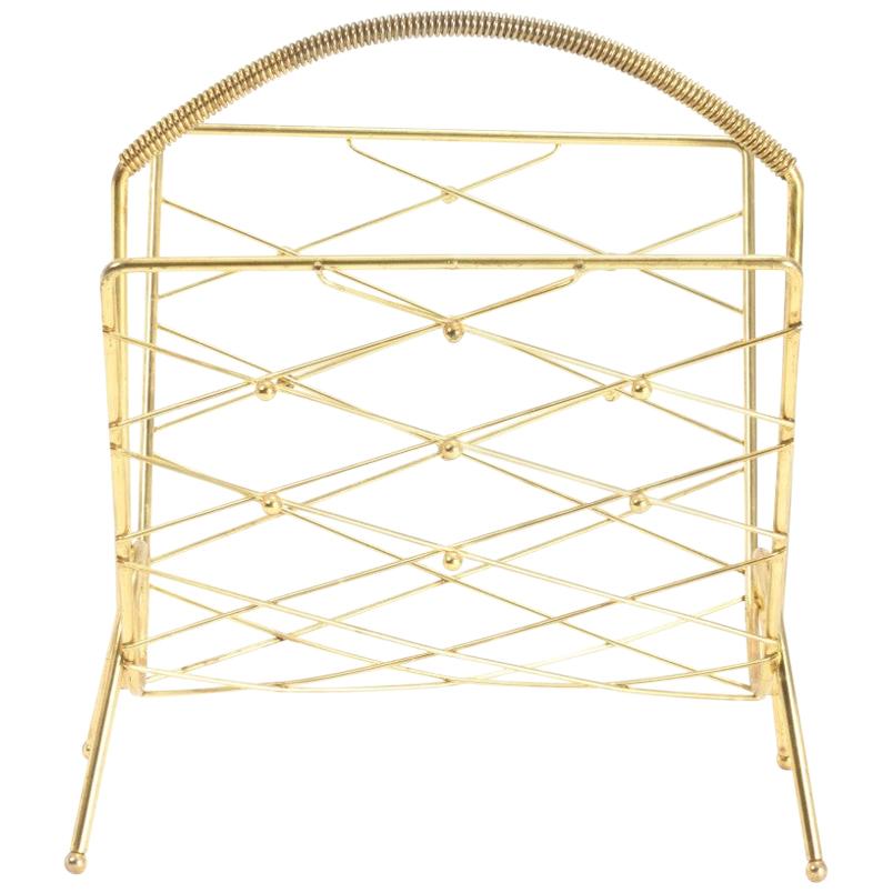 Midcentury Brass Magazine Rack For Sale at 1stDibs