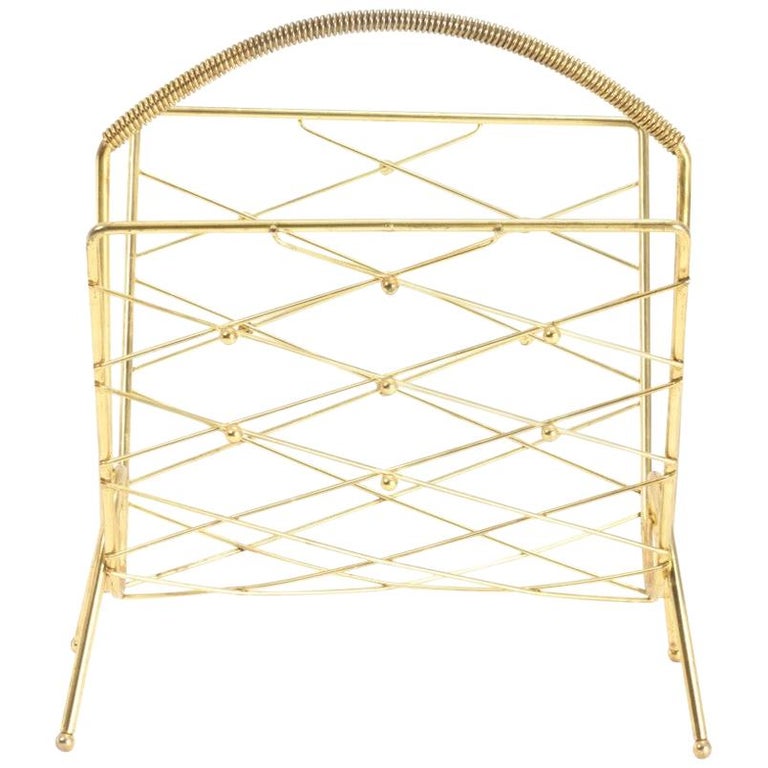 Midcentury Brass Magazine Rack For Sale at 1stDibs