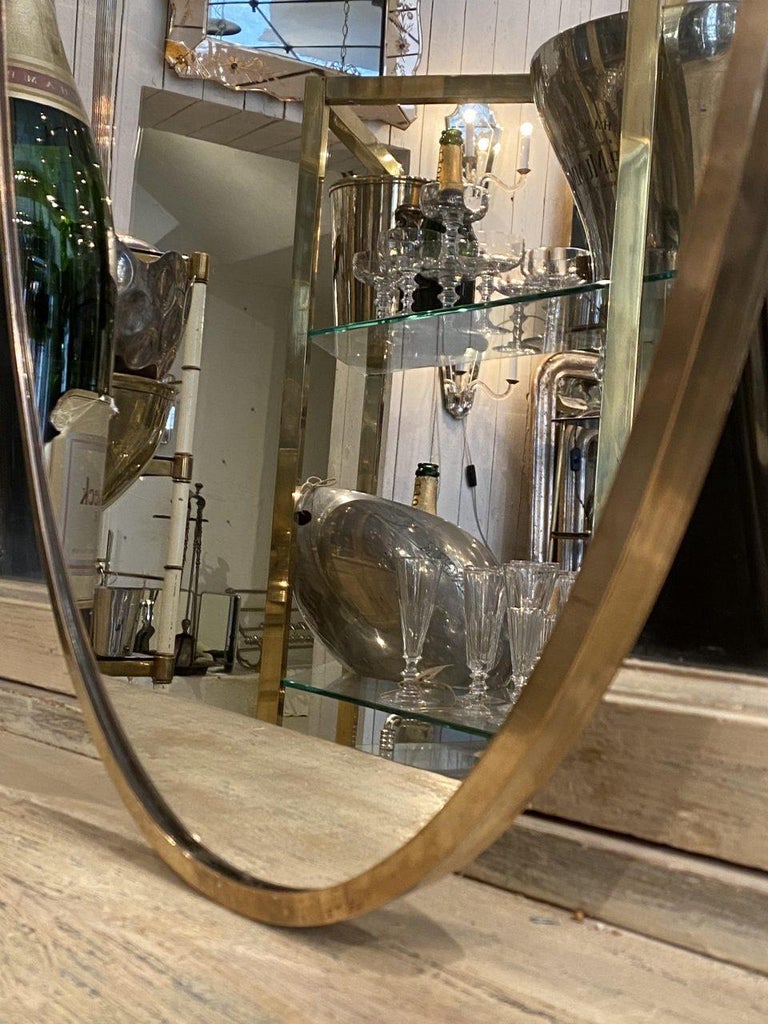 Midcentury Brass Mirror-Shield Shape, Italy at 1stDibs | shield mirror ...
