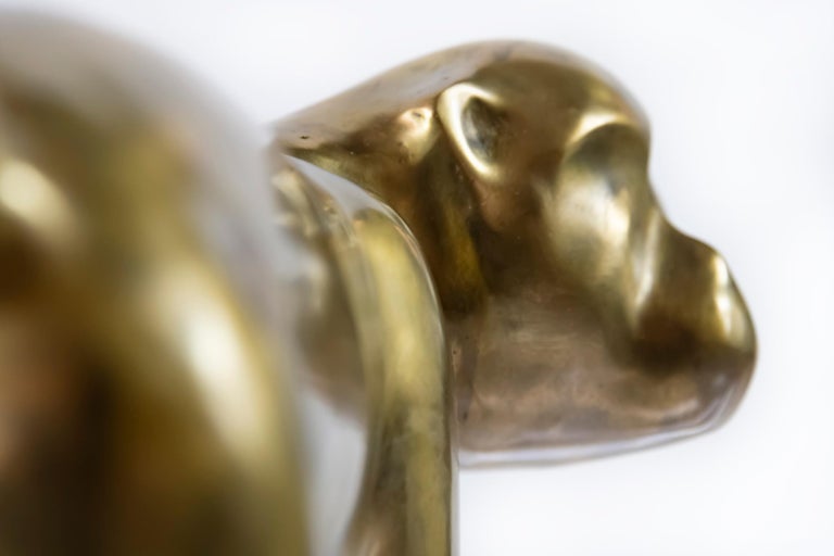 Midcentury Brass Monkey Sculpture For Sale at 1stDibs