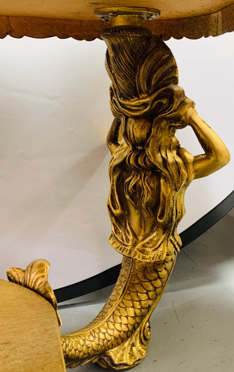 Midcentury Brass Myth Mermaid Sculptural and Marble Coffee or Cocktail ...