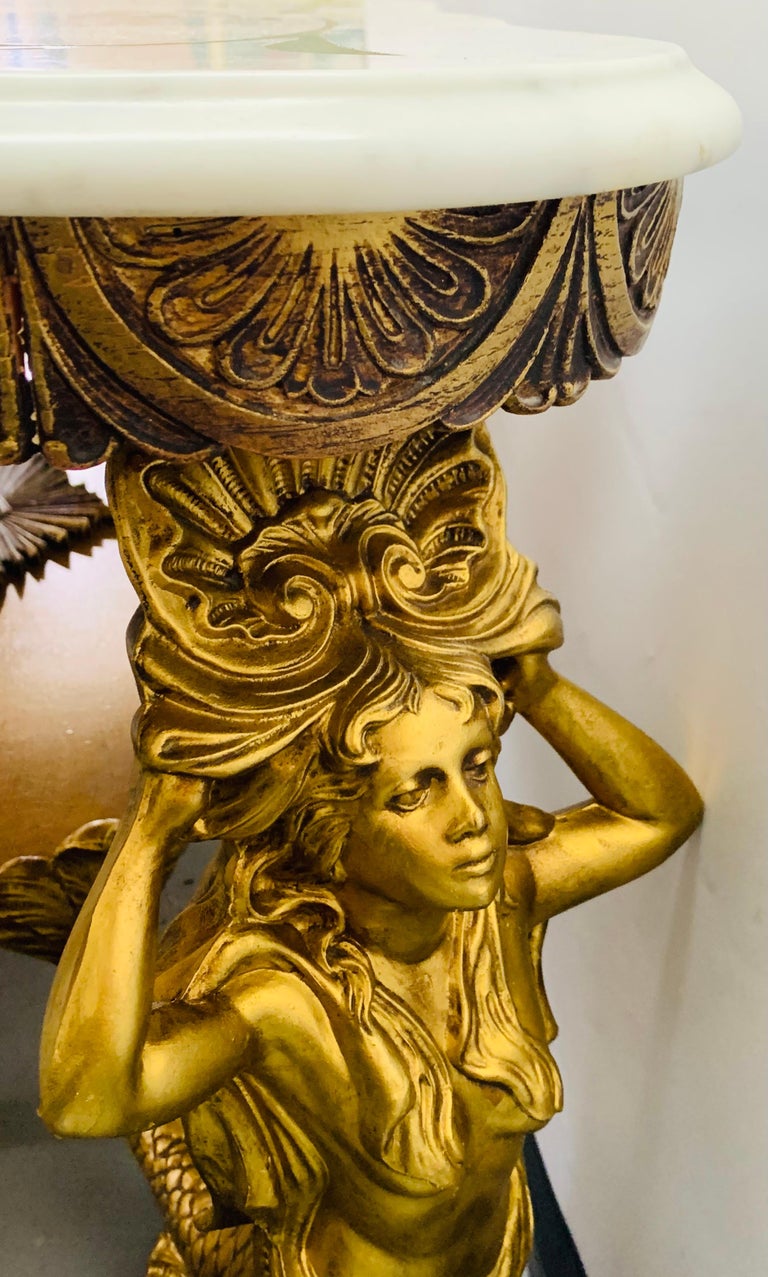 Midcentury Brass Myth Mermaid Sculptural and Marble Coffee or Cocktail ...