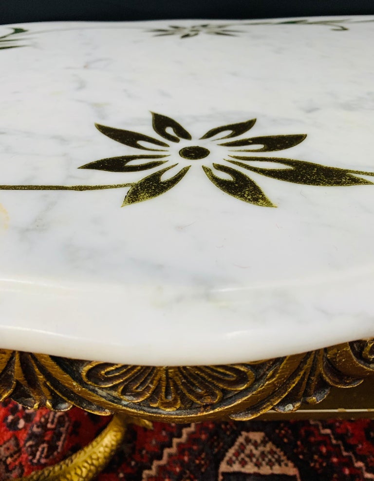 Midcentury Brass Myth Mermaid Sculptural and Marble Coffee or Cocktail ...