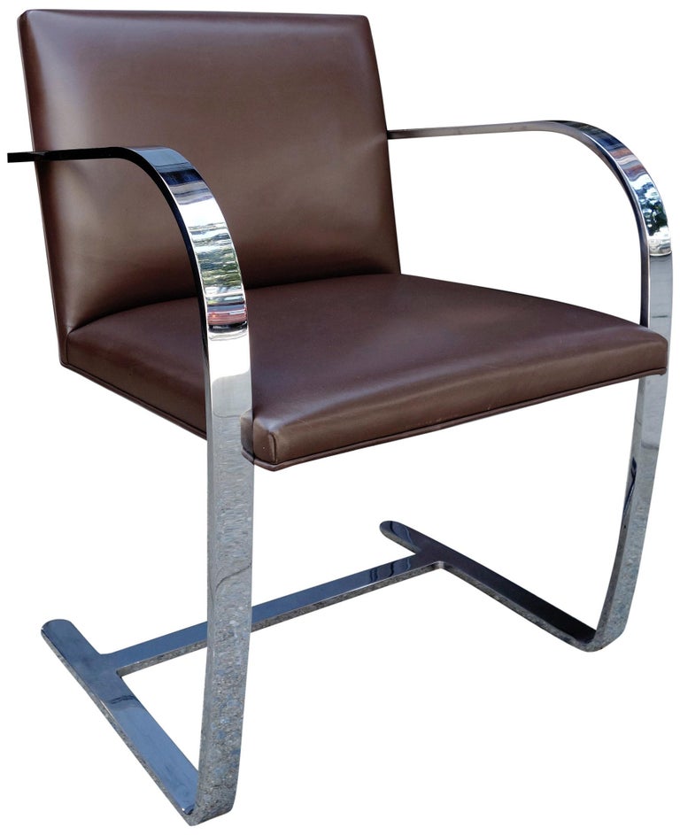 Authentic Midcentury Brno Armchairs for Knoll in Brown Leather at ...