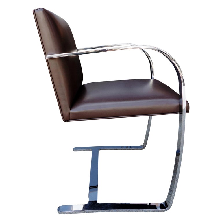 Authentic Midcentury Brno Armchairs for Knoll in Brown Leather at ...