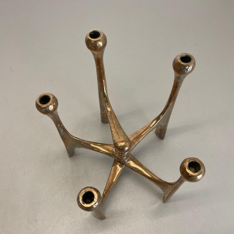 Midcentury Brutalist Bronze 1,8kg Candleholder by Michael Harjes ...